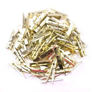 Yueton 50pcs Mini Plastic Clothespins Clip, Clothesline Utility Clips (Golden)