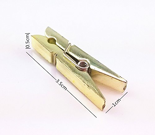 Yueton 50pcs Mini Plastic Clothespins Clip, Clothesline Utility Clips (Golden)