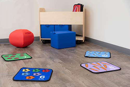 Learning Carpets - CPR735 Let’s Learn How to Count Seating Squares, 14” by 14” Each (Set of 10) – Fun, Colorful Graphics – Learn to Count from 1-10, Teaches Number Association – Easy to Store and Move