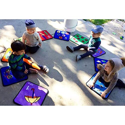 Learning Carpets - CPR735 Let’s Learn How to Count Seating Squares, 14” by 14” Each (Set of 10) – Fun, Colorful Graphics – Learn to Count from 1-10, Teaches Number Association – Easy to Store and Move