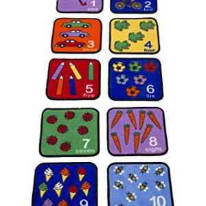 Learning Carpets - CPR735 Let’s Learn How to Count Seating Squares, 14” by 14” Each (Set of 10) – Fun, Colorful Graphics – Learn to Count from 1-10, Teaches Number Association – Easy to Store and Move