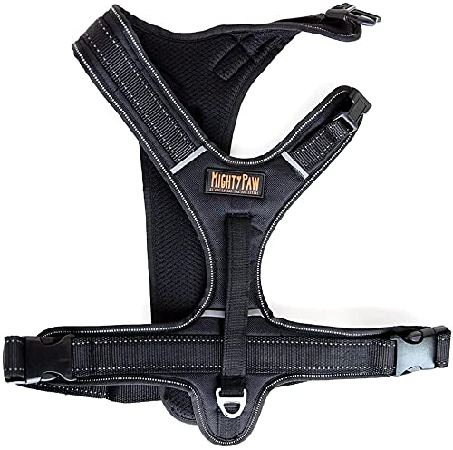 Mighty Paw Sport Harness, No-Pull Front Attachment Dog Harness, Neoprene Padded Lining, Reflective Stitching, 2 Leash Attachment Options (X-Large, Black)