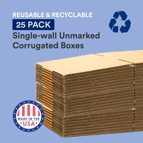 BOX USA Shipping Boxes Small 12"L x 9"W x 6"H, 25-Pack | Corrugated Cardboard Box for Packing, Moving and Storage