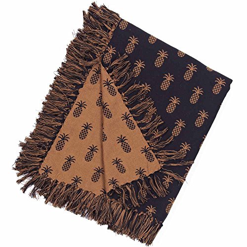 Home Collection by Raghu Pineapple Jacquard Black & Mocha Afghan Throw Blanket, 50" x 60"