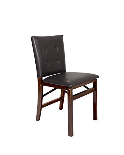 Meco STAKMORE Parson’s Folding Chair Espresso Bonded Leather Finish, Set of 2,