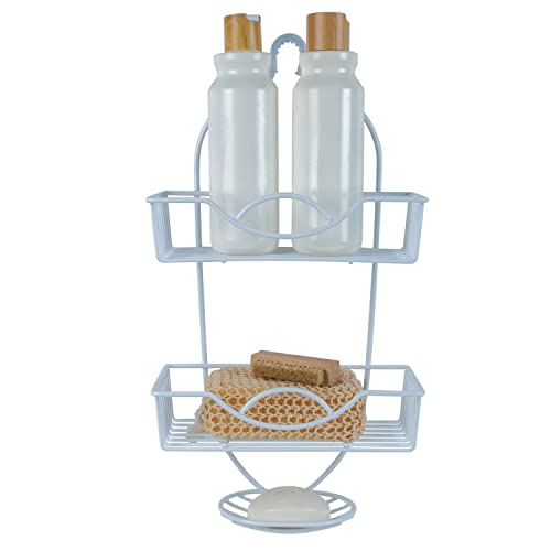 Bath Bliss 4010-WHT Rainbow Style Caddy, Over The Shower Head, Rust Proof, Bathroom, Bath Organizer, 3 Tier, in White