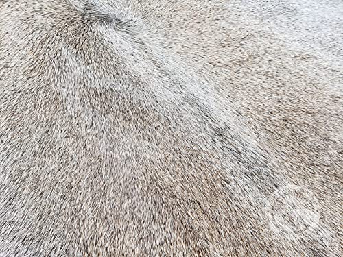 Genuine Grey Beige Cowhide Rug Large 6 x 6-7 ft. 180 x 220 cm