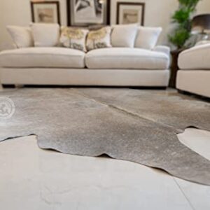 Genuine Grey Beige Cowhide Rug Large 6 x 6-7 ft. 180 x 220 cm