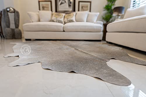 Genuine Grey Beige Cowhide Rug Large 6 x 6-7 ft. 180 x 220 cm