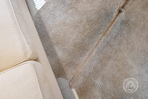 Genuine Grey Beige Cowhide Rug Large 6 x 6-7 ft. 180 x 220 cm