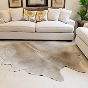 Genuine Grey Beige Cowhide Rug Large 6 x 6-7 ft. 180 x 220 cm