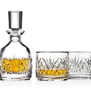 Godinger Stackable Whiskey Decanter and Whisky Glasses Dublin 3 pc set, for Liquor Scotch Bourbon or Wine