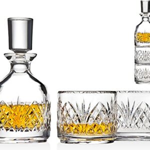 Godinger Stackable Whiskey Decanter and Whisky Glasses Dublin 3 pc set, for Liquor Scotch Bourbon or Wine