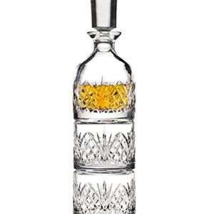 Godinger Stackable Whiskey Decanter and Whisky Glasses Dublin 3 pc set, for Liquor Scotch Bourbon or Wine