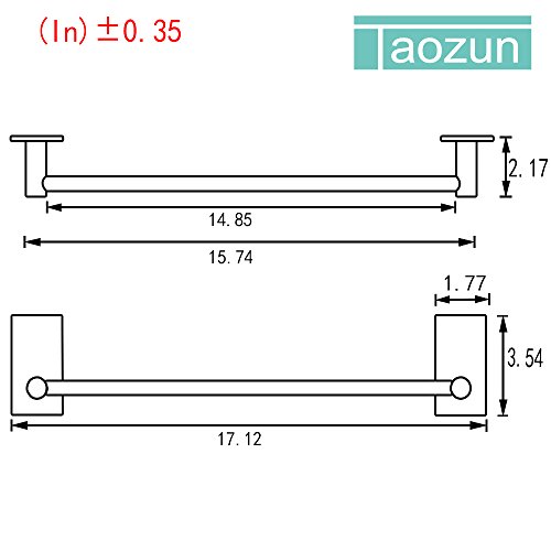 Taozun Self Adhesive 16-Inch Bathroom Towel Bar Brushed SUS 304 Stainless Steel Bath Wall Shelf Rack Hanging Towel Stick On Sticky Hanger Contemporary Style