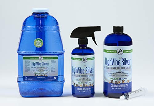 Holistic Pet Care HighVibe Silver- Colloidal Silver for Pets- 20 PPM 1 Gallon - for Dogs, Cats, Horses and All Pets