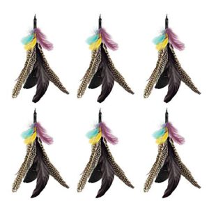 highland farms select handmade natural feather cat toy dah bird refills - interactive cat and kitten toy - 6 pack