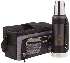 thermos lunch lugger cooler and beverage bottle combination set, gray