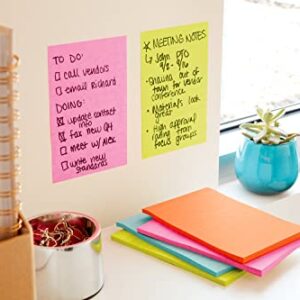 Post-it Super Sticky Notes, 4x6 in, 5 Pads, 2x the Sticking Power, Supernova Neons, Bright Colors, Recyclable (660-5SSMIA)