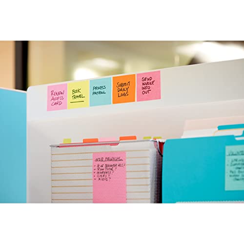 Post-it Super Sticky Notes, 3x3 in, 5 Pads, 2x the Sticking Power, Supernova Neons, Recyclable (654-5SSMIA)