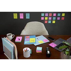 Post-it Super Sticky Notes, 3x3 in, 5 Pads, 2x the Sticking Power, Supernova Neons, Recyclable (654-5SSMIA)