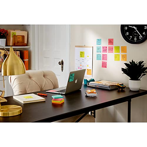 Post-it Super Sticky Notes, 3x3 in, 48 Pads, 2x the Sticking Power, Supernova Neons, Bright Colors, Recyclable (654-48SSMIA-CP)