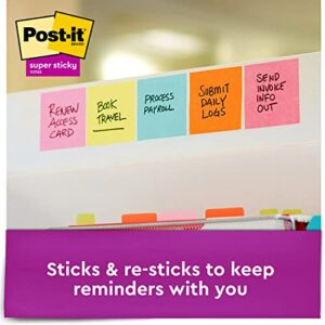 Post-it Super Sticky Notes, 3x3 in, 48 Pads, 2x the Sticking Power, Supernova Neons, Bright Colors, Recyclable (654-48SSMIA-CP)