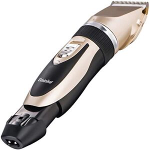 Sminiker Professional Rechargeable Cordless - Professional Pet Hair Clippers with Comb Guides for Dogs Cats Horses and Other House Animals Pet Grooming Kit