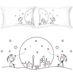 boldloft miss us together couple pillowcases-long distance relationship gift for boyfriend girlfriend long distance pillowcase i miss you gift