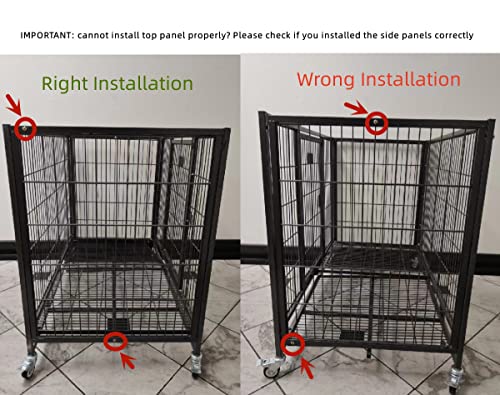 Homey Pet 37 inch Heavy Duty Dog Crate, Extra Strong Dog Cage for Medium Dog, Indoor High Anxiety Double Door Dog Crate on Wheels with Removable Tray