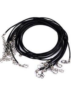 mudder 10 pieces 2.0mm black leather cord necklace bulk with lobster clasp necklace cord for pendants bracelet jewelry making