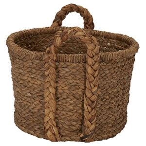 Household Essentials Large Wicker Floor Storage Basket with Braided Handle, Light Brown 19''x 25''