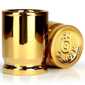 barbuzzo original 50 cal shot glasses, set of 2, american owned & designed, like real 50 caliber bullet casings, shot glasses hold 2 ounces