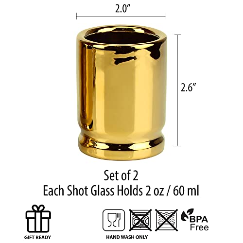 Barbuzzo ORIGINAL 50 CAL SHOT GLASSES, Set of 2, American Owned & Designed, Like Real 50 Caliber Bullet Casings, Shot Glasses Hold 2 Ounces