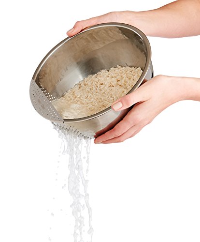 Helen's Asian Kitchen Rice Washing Bowl, 3-Quart, Stainless Steel