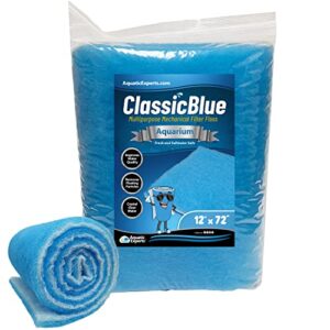 aquatic experts classic bonded aquarium filter pad -12 inches by 72 inches by .75 inch - blue and white aquarium filter media roll bulk can be cut to fit most filters, made in usa