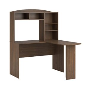 ameriwood home dakota space saving l desk with hutch, saint walnut