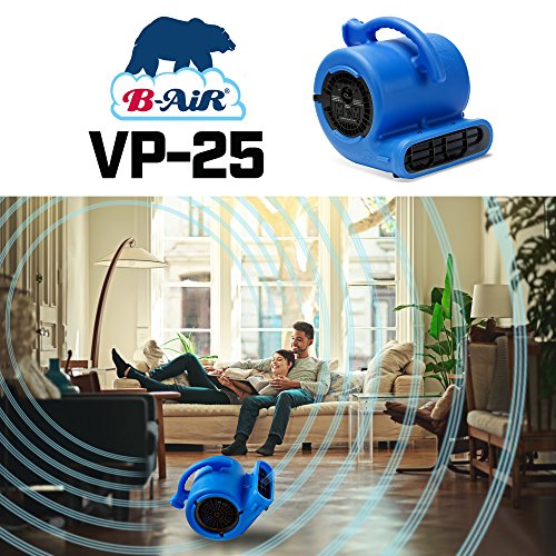 B-Air VP-25 1/4 HP 900 CFM Air Mover for Water Damage Restoration Equipment Carpet Dryer Floor Blower Fan Home and Plumbing Use, Blue