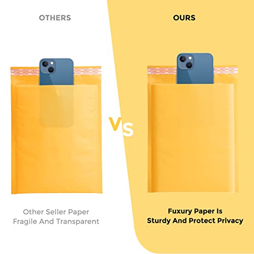 Fuxury Kraft Bubble Mailer 6x10 Inch 25 Pack，Strong Adhesion Padded Envelopes,Self Seal Bubble Envelopes, Waterproof Cushioned Bubble Mailers Packaging for Small Business，Bulk #0 Mailers Yellow