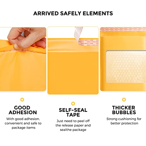 Fuxury Kraft Bubble Mailer 6x10 Inch 25 Pack，Strong Adhesion Padded Envelopes,Self Seal Bubble Envelopes, Waterproof Cushioned Bubble Mailers Packaging for Small Business，Bulk #0 Mailers Yellow