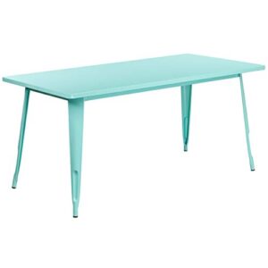 Flash Furniture Charis Commercial Grade 31.5" x 63" Rectangular Green Metal Indoor-Outdoor Table