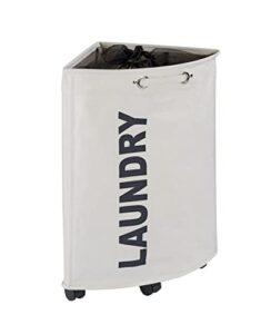 wenko corner bin beige tresco, hamper for tiny spaces, laundry collector, 13.21 gallon/13" x 23.6" x 13"