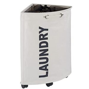 WENKO Corner Bin Beige Tresco, Hamper for Tiny Spaces, Laundry Collector, 13.21 gallon/13" x 23.6" x 13"