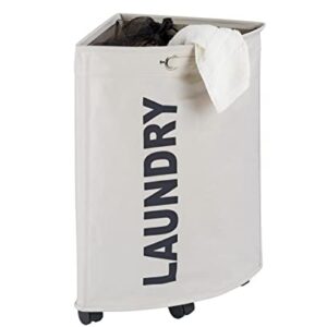 WENKO Corner Bin Beige Tresco, Hamper for Tiny Spaces, Laundry Collector, 13.21 gallon/13" x 23.6" x 13"