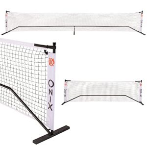 onix pickleball 2-in-1 regulation-size portable net and practice net set includes carrying case with wheels