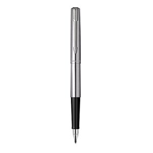 parker jotter chrome fountain pen, medium nib, blue ink