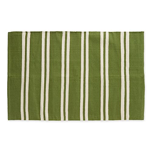 DII Cabana Double Stripe Reversible Indoor/Outdoor Woven Area Rug, 30x48, Green