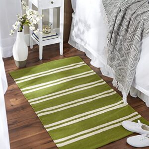 DII Cabana Double Stripe Reversible Indoor/Outdoor Woven Area Rug, 30x48, Green