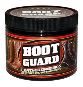 boot guard leather dressing: restores and conditions leather boots, shoes, automotive interiors, jackets, saddles, unscented, 5 ounce jar