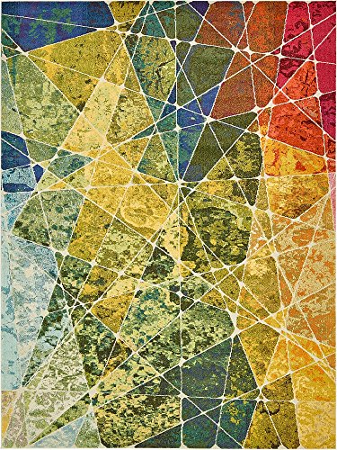 Unique Loom Estrella Collection Mosaic, Distressed, Modern, Abstract, Bright Colors Area Rug, 9 ft x 12 ft, Multi/Green